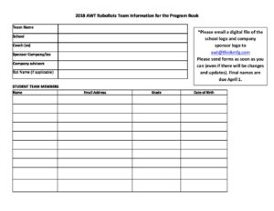 2018 team information sheet - Alliance for Working Together - AWT